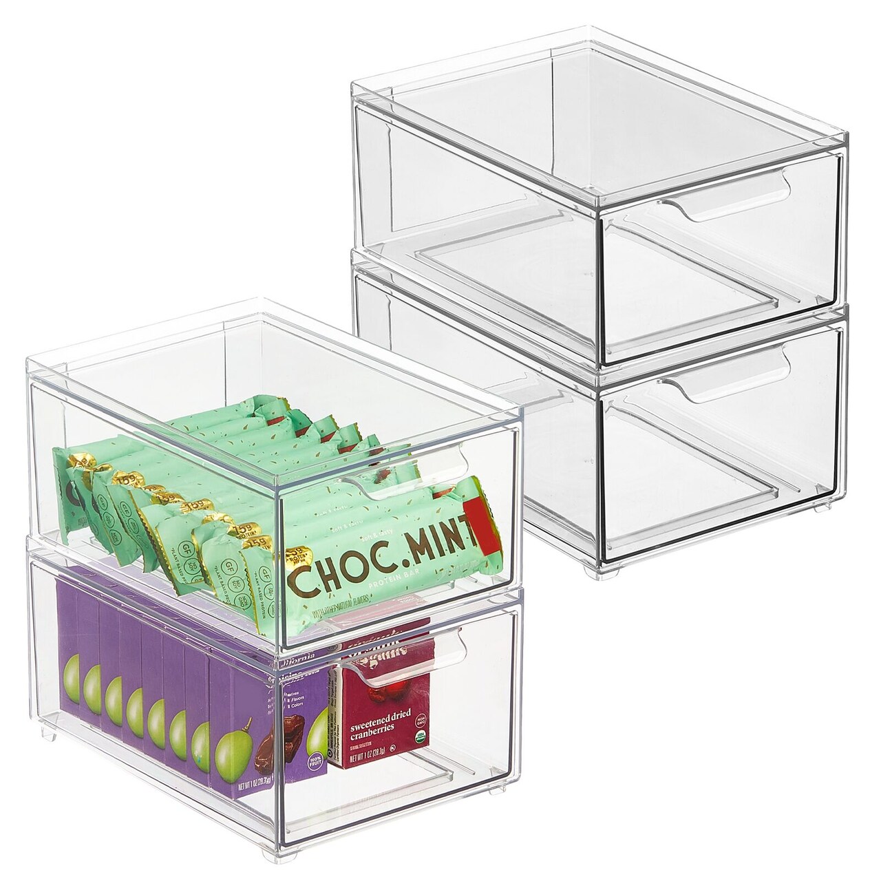 Mdesign Stacking Plastic Storage Kitchen Bin With Pull Out Drawers